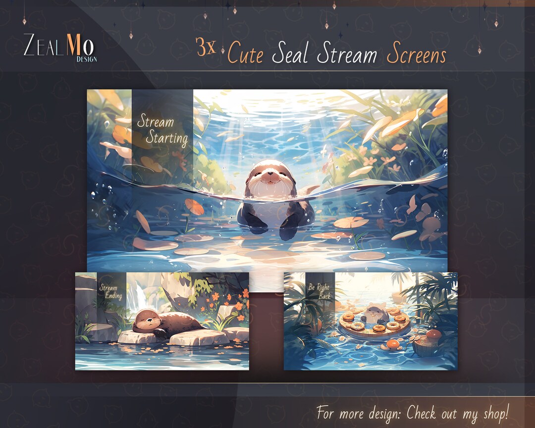 3x Cute Seal Stream Screen / Starting, Be Right Back & Ending Stream ...
