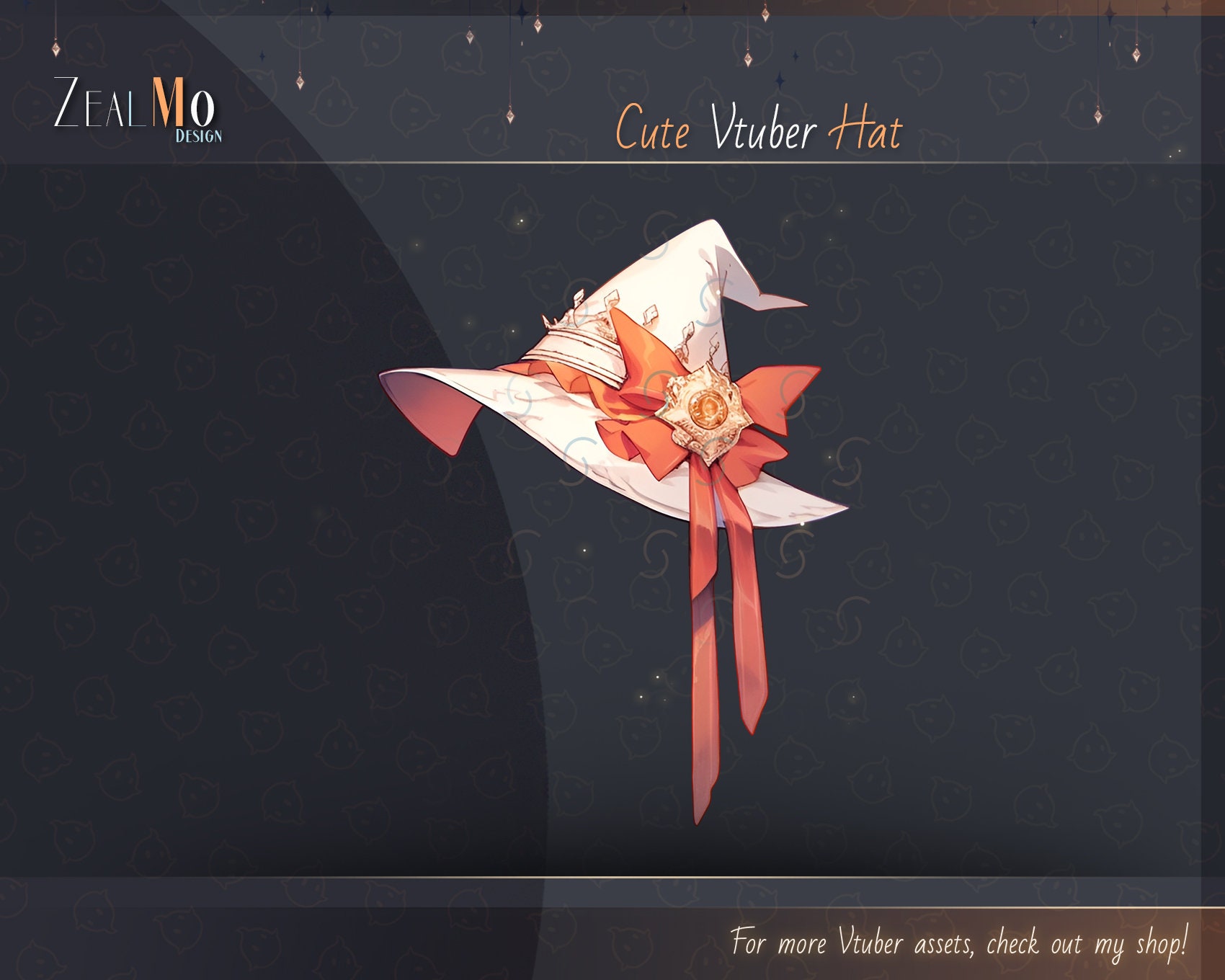 Cute Vtuber Fantasy Witch Hat / Vtuber Asset / Vtuber Stream Decoration ...
