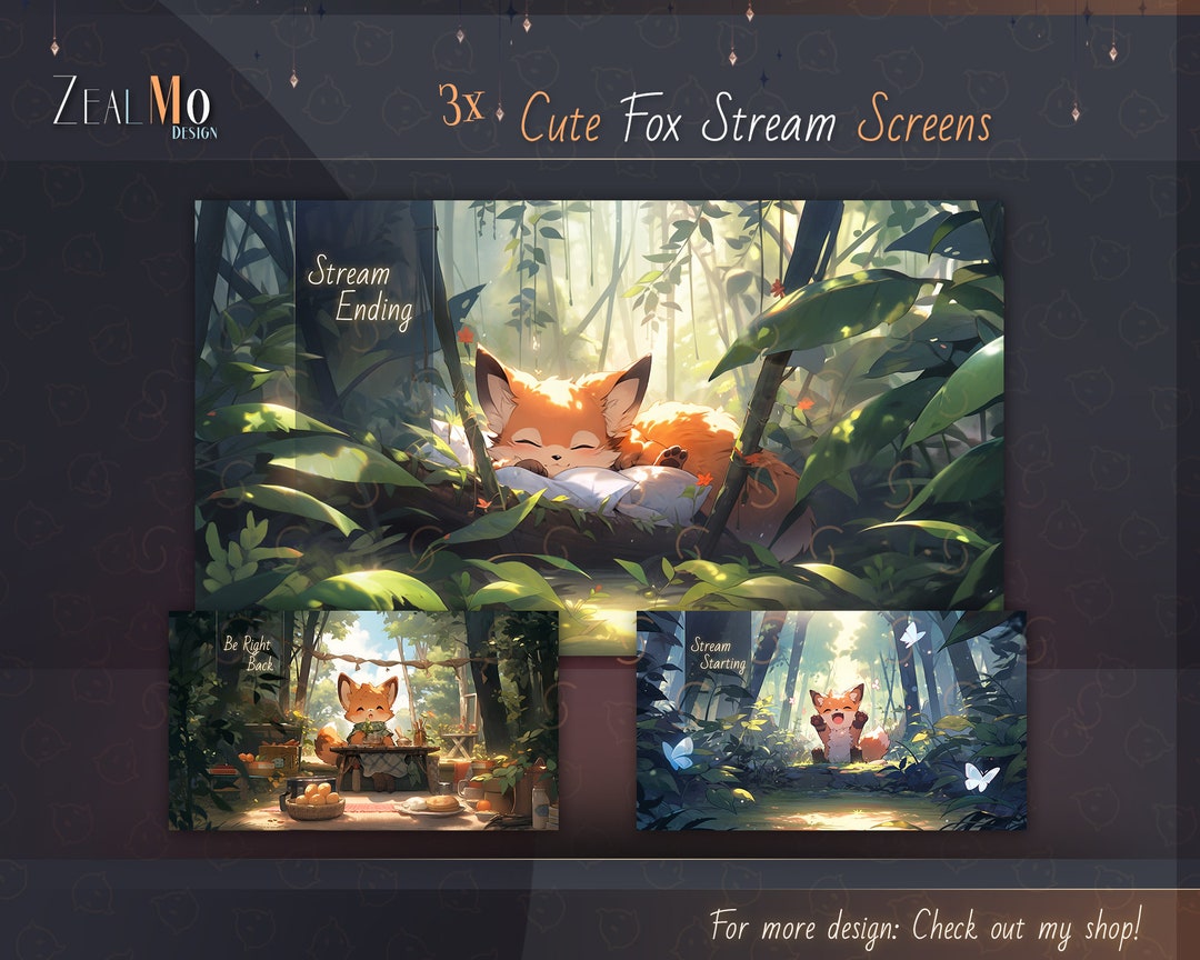 3x Cute Fox Stream Screen / Starting, Be Right Back & Ending Stream ...