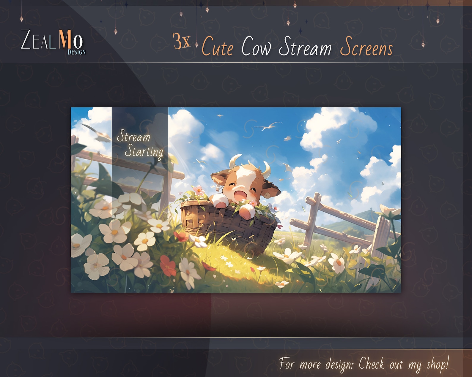 3x Cute Cow Stream Screen / Starting, Be Right Back & Ending Stream ...
