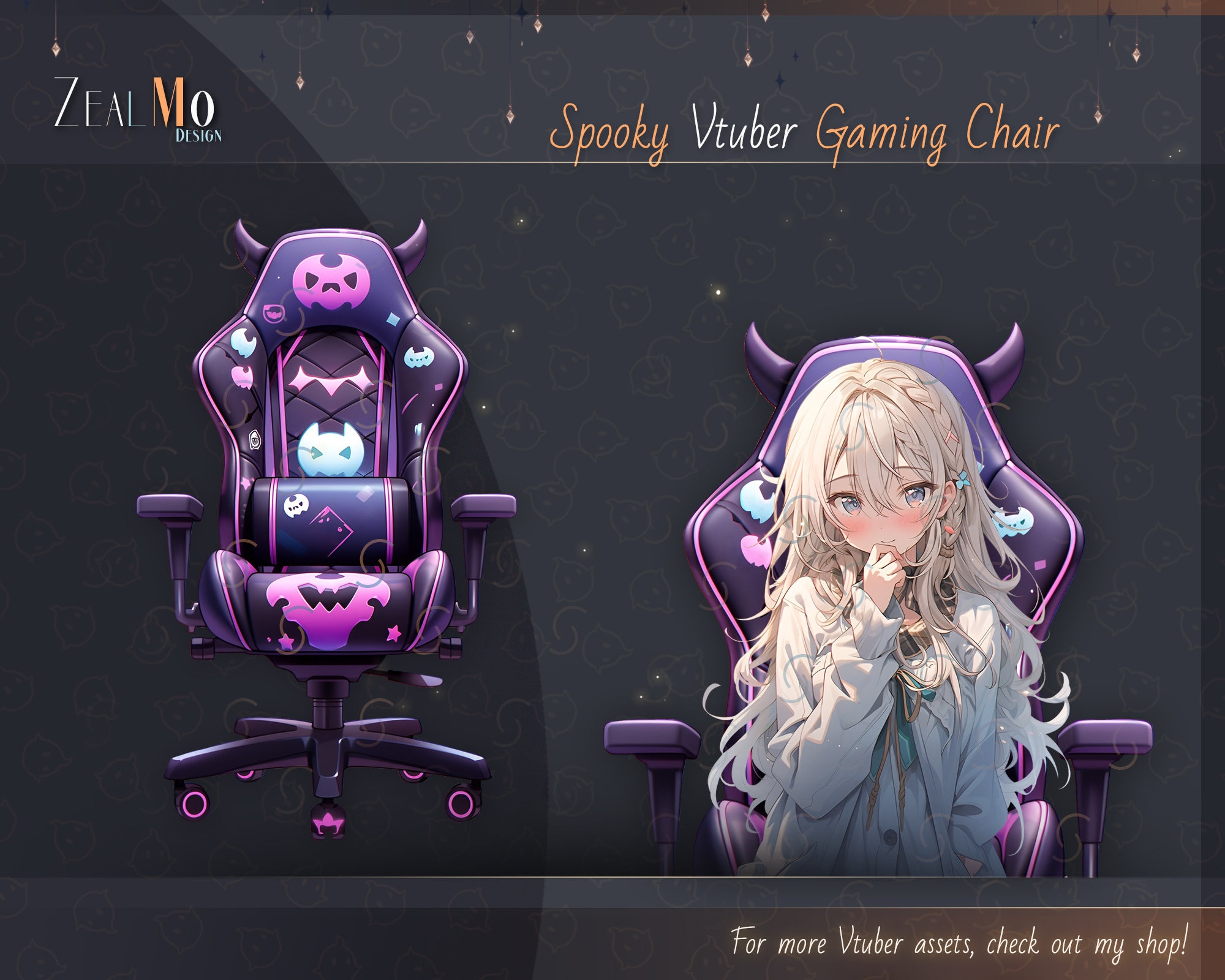 Cute Vtuber Fantasy Gaming Chair / Vtuber Asset / Vtuber Stream ...