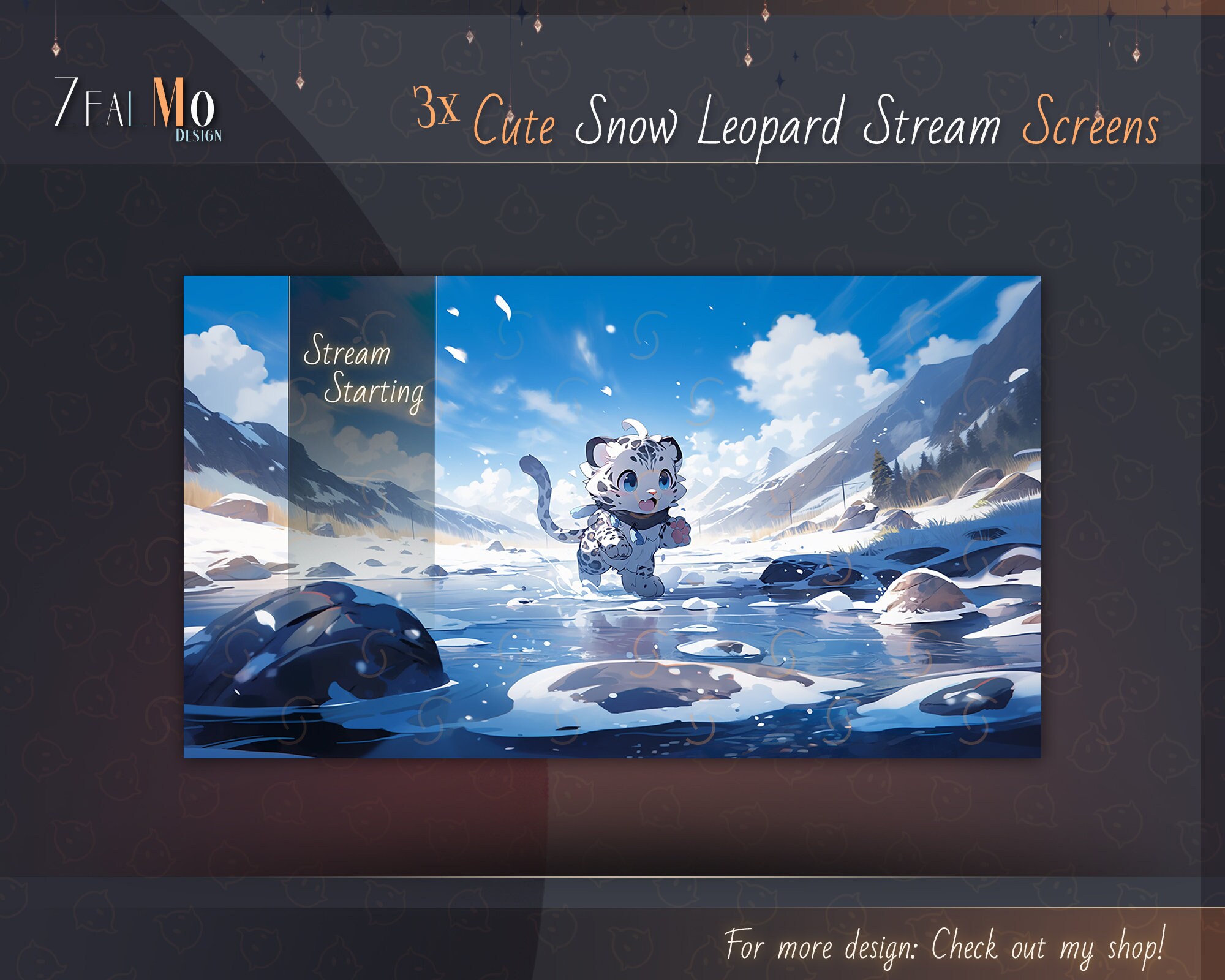 3x Cute Snow Leopard Stream Screen / Starting, Be Right Back & Ending ...