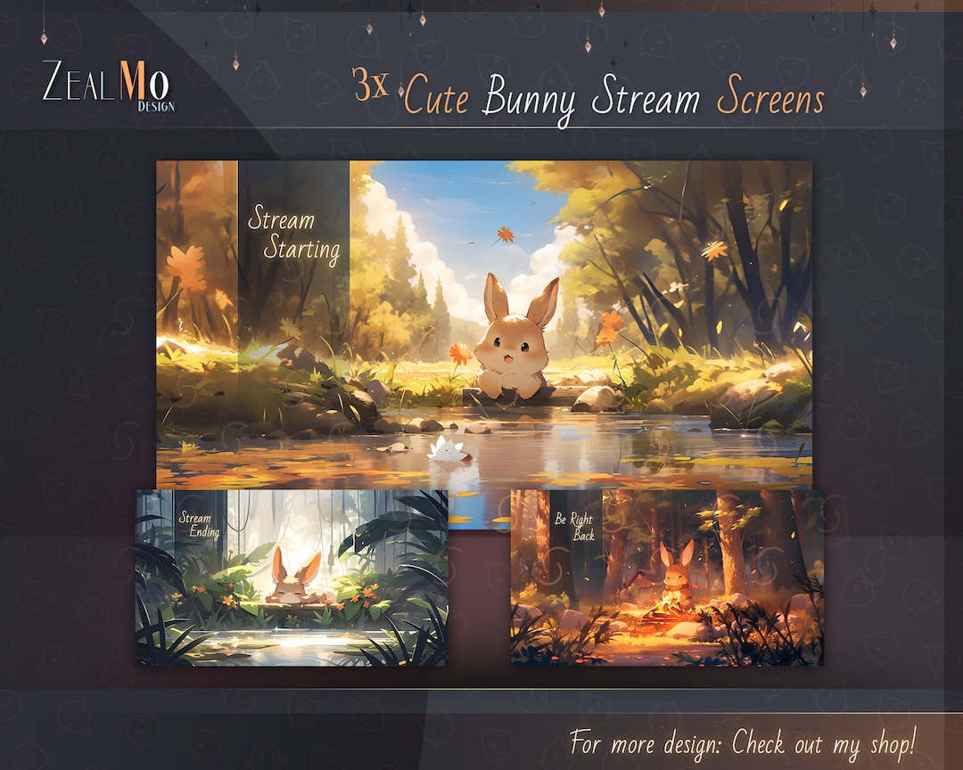 3x Cute Bunny Stream Screen / Starting, Be Right Back & Ending Stream ...