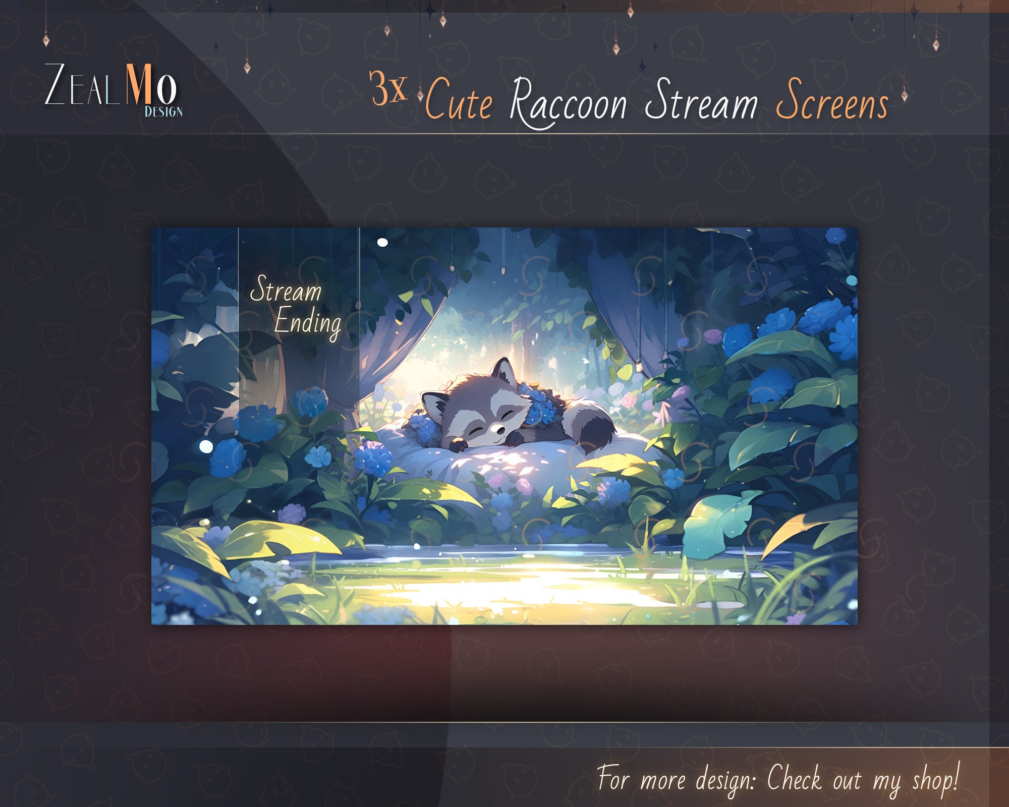 3x Cute Raccoon Stream Screen / Starting, Be Right Back & Ending Stream ...