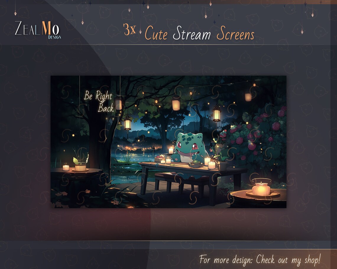 3x Cute Pokemon Inspired Stream Screen / Bulbasaur Inspired Starting ...