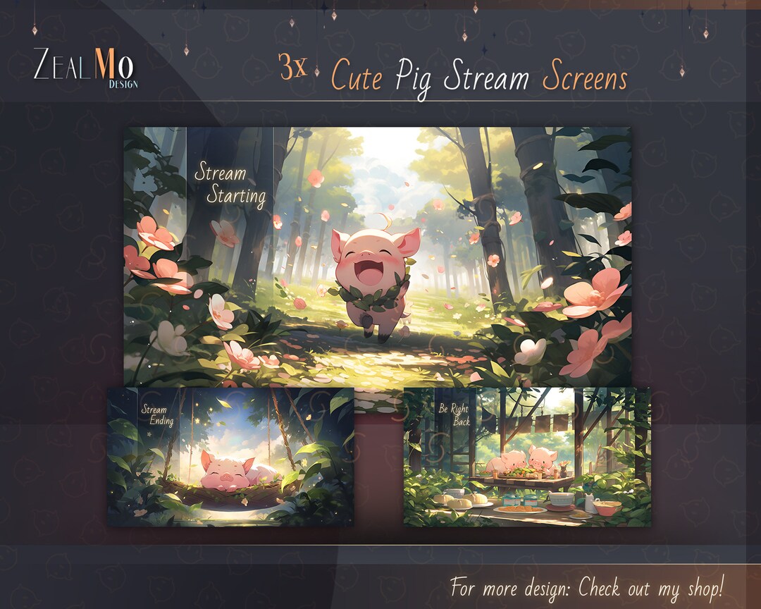 3x Cute Pig Stream Screen / Starting, Be Right Back & Ending Stream ...