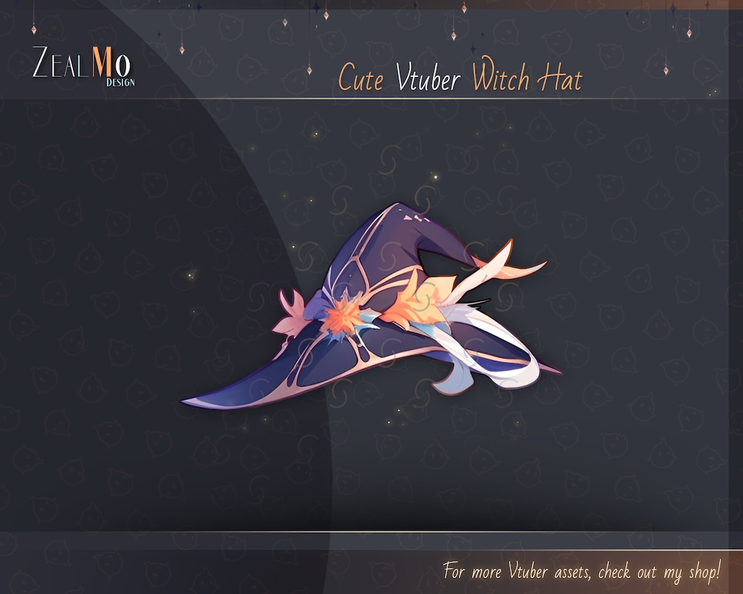 Cute Vtuber Fantasy Witch Hat / Vtuber Asset / Vtuber Stream Decoration ...