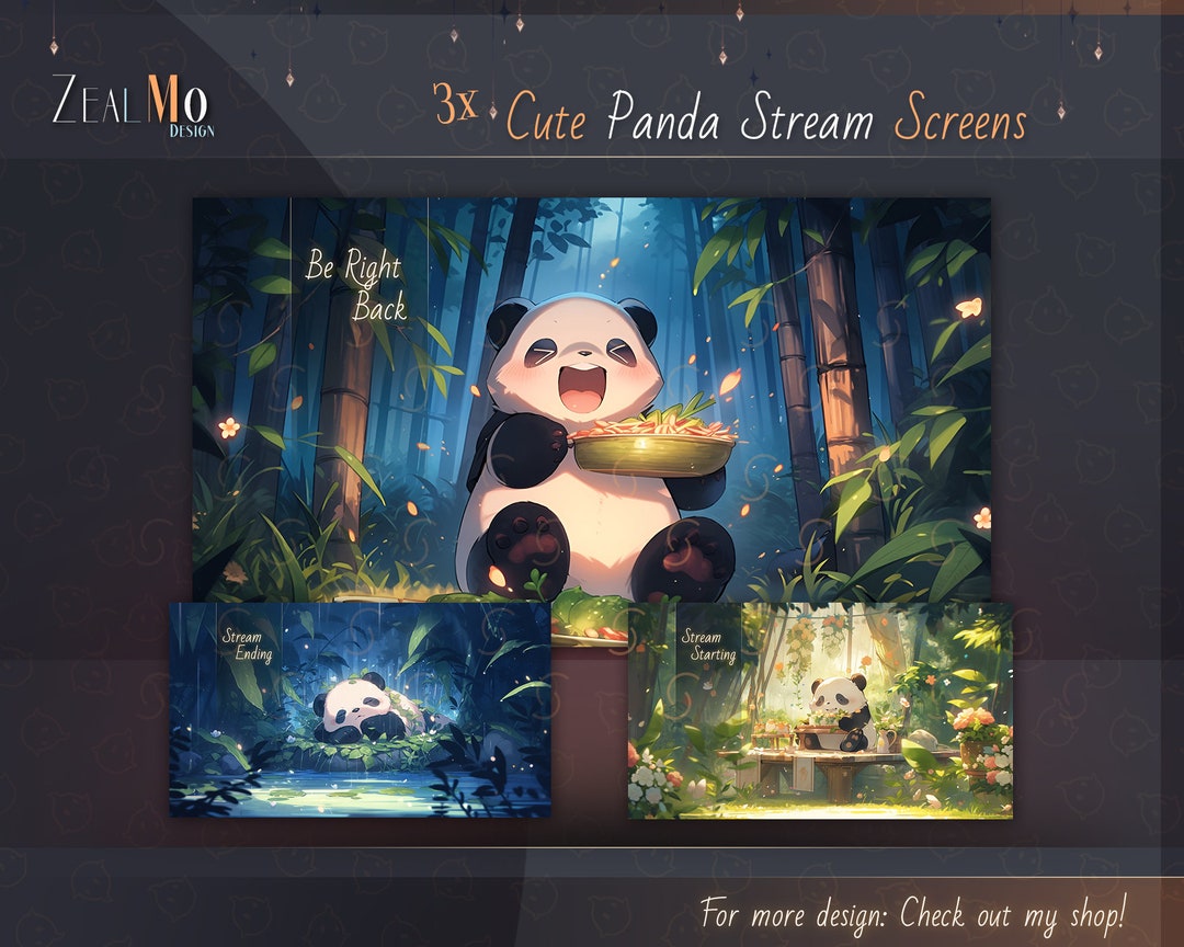 3x Cute Panda Stream Screen / Starting, Be Right Back & Ending Stream ...