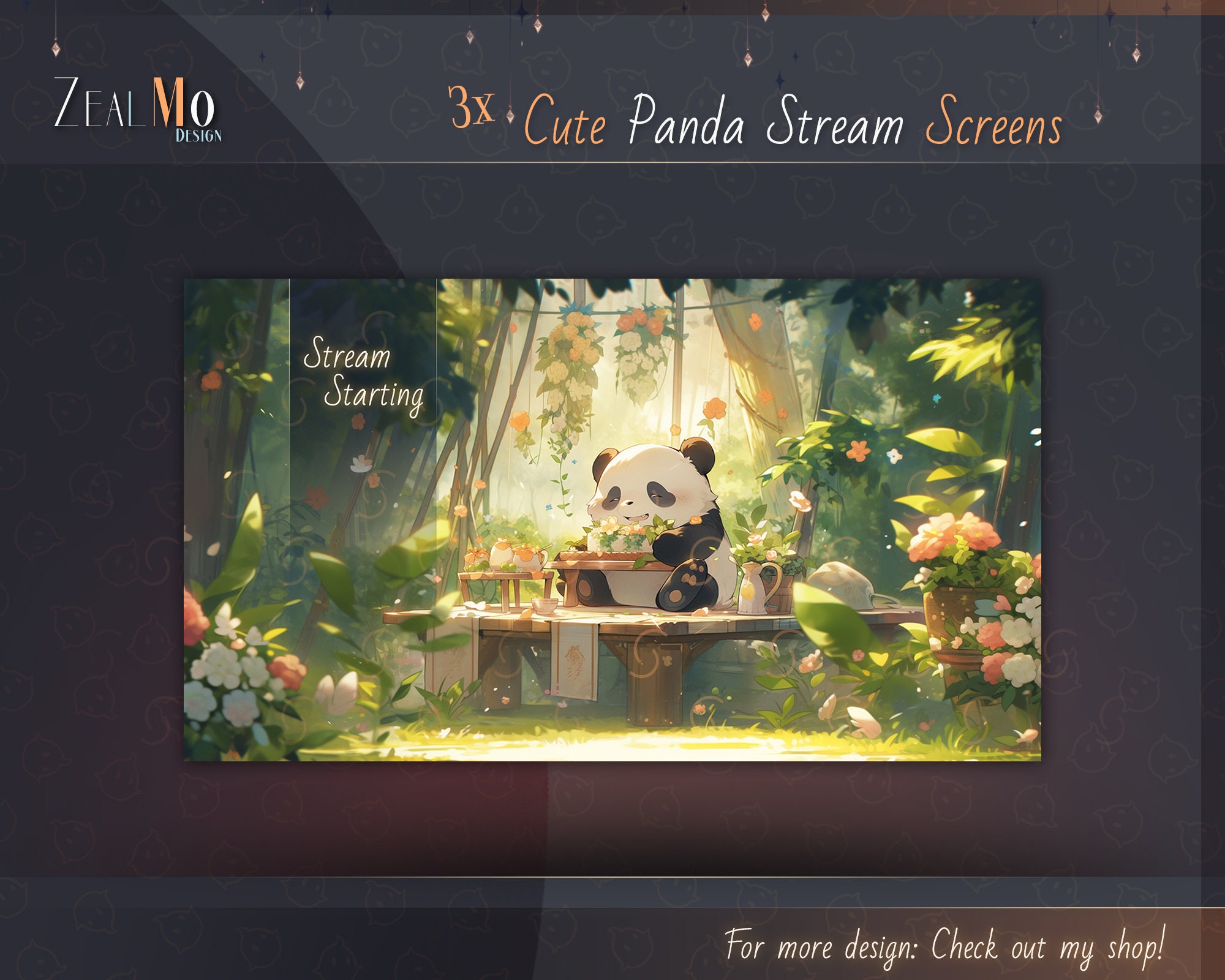3x Cute Panda Stream Screen / Starting, Be Right Back & Ending Stream ...