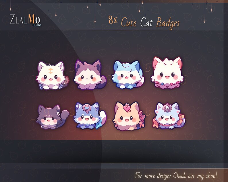 8x Cute Cat Twitch Badges / Kitten Badge Design for Your Stream/ Twitch ...