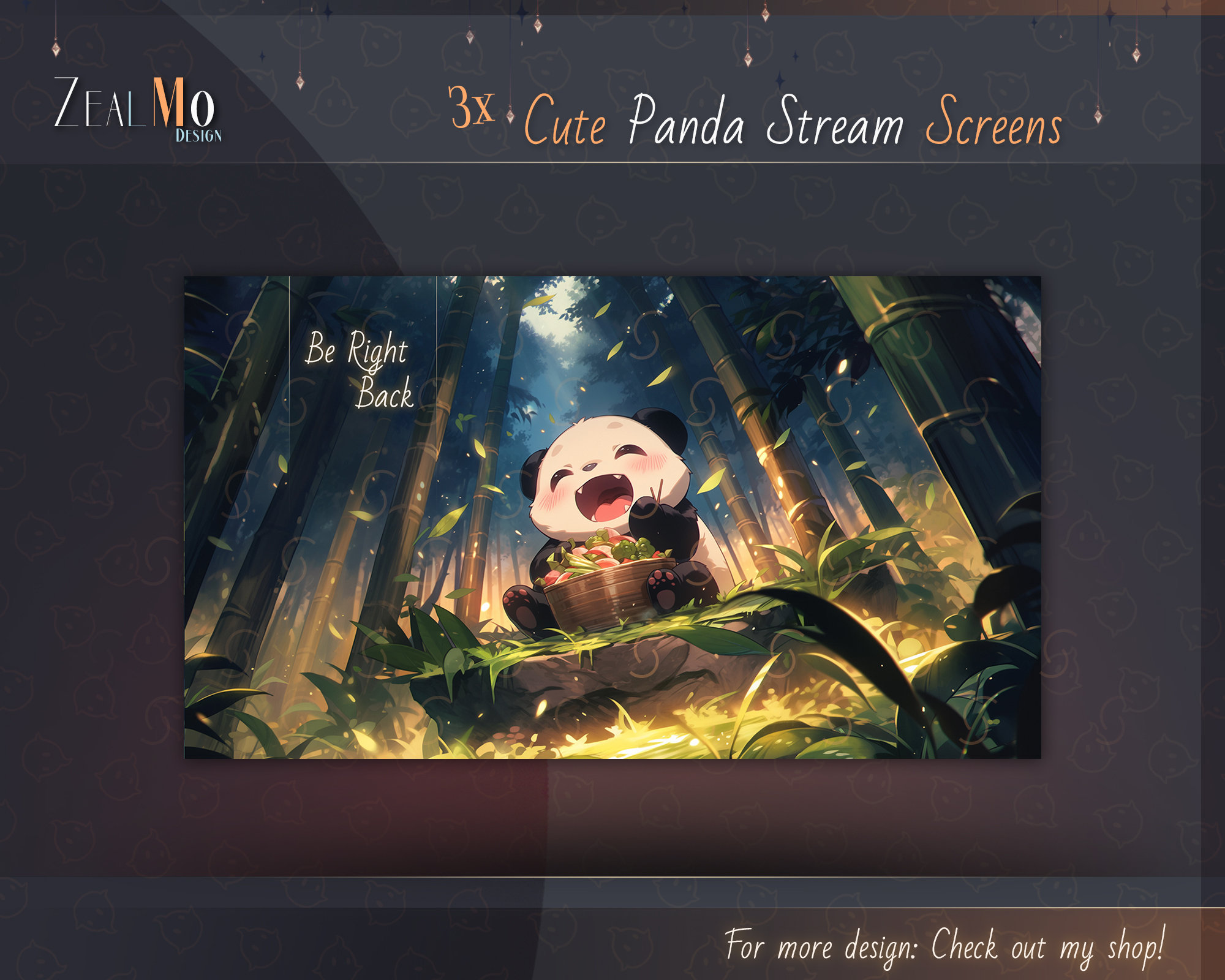 3x Cute Panda Stream Screen / Starting, Be Right Back & Ending Stream ...