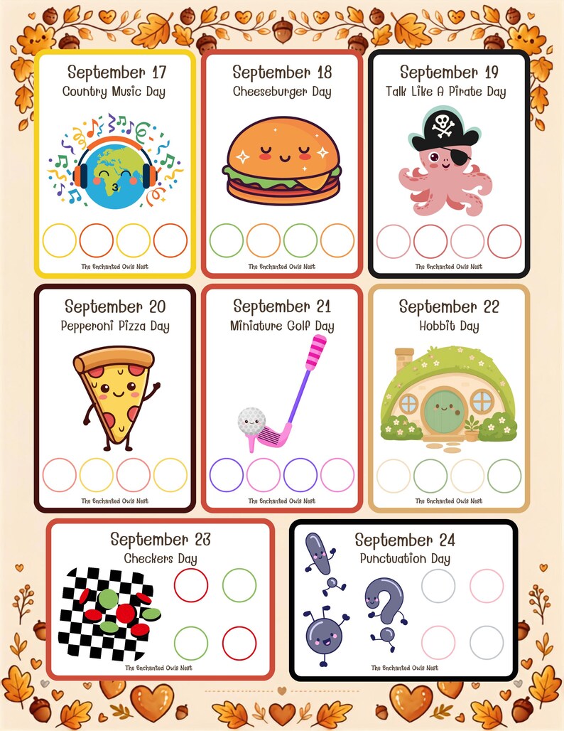 September Daily Saving Challenge|printable 30 Day Fun Holiday Tracker ...