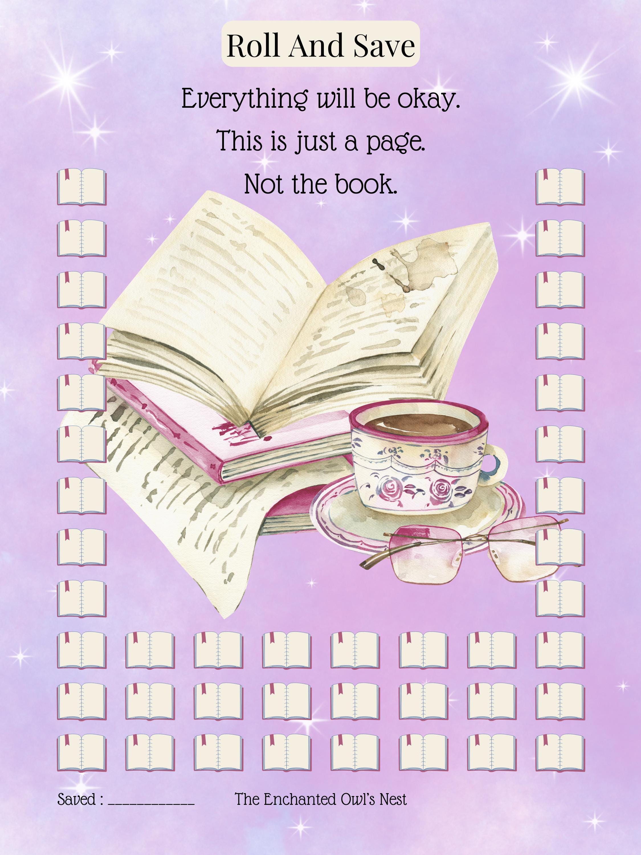 Printable Book Lover's Roll and Save Savings Challenge|inspirational ...