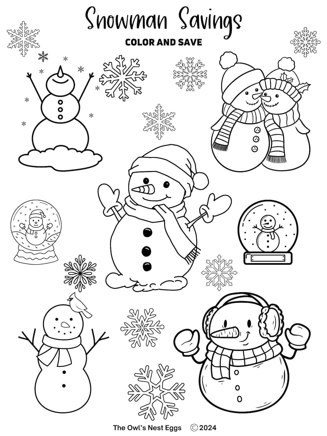 Printable Snowman Savings Challenge Game|color and Save|cash Envelope ...