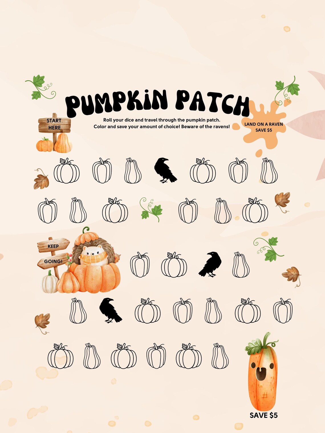 Printable Autumn Savings Challenge|pumpkin Patch|cash Envelope ...