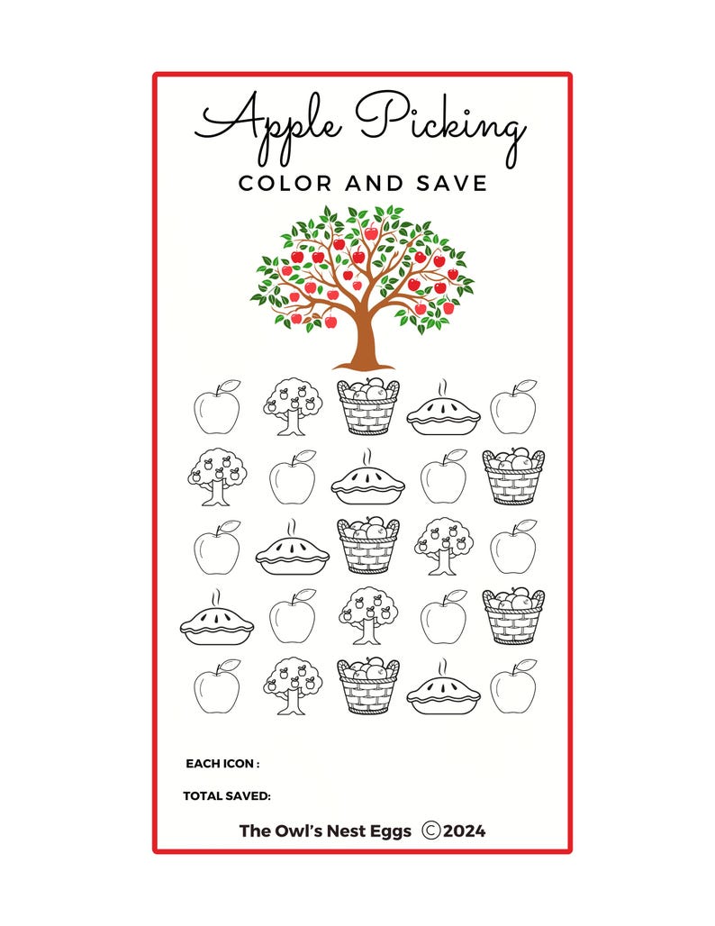 Printable Apple Picking Savings Challenge |fall Savings Challenge ...