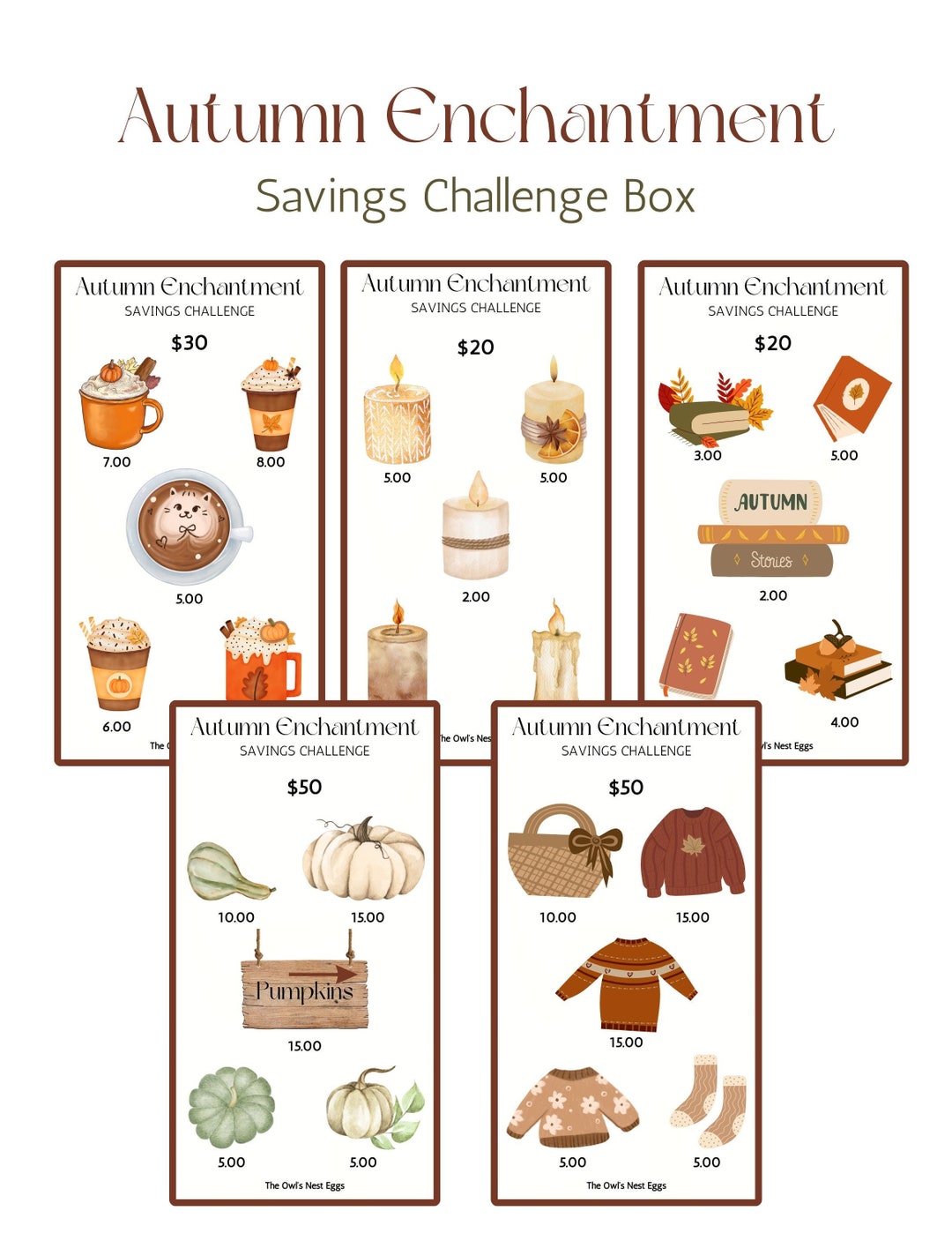 Printable Autumn Savings Challenge Box 56 Pc|fall Savings Challenge Box ...