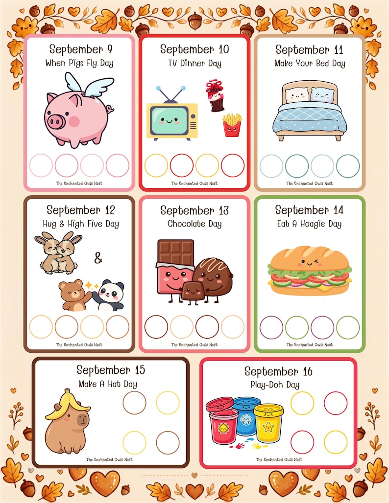 September Daily Saving Challenge|printable 30 Day Fun Holiday Tracker ...