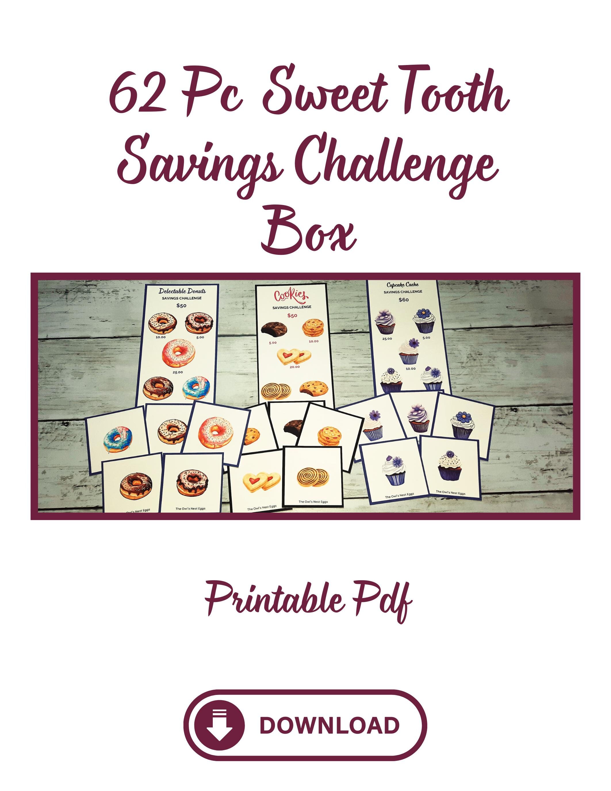 Printable Sweet Tooth Box 62 Pc|sweet Tooth Savings Challenge|cash ...