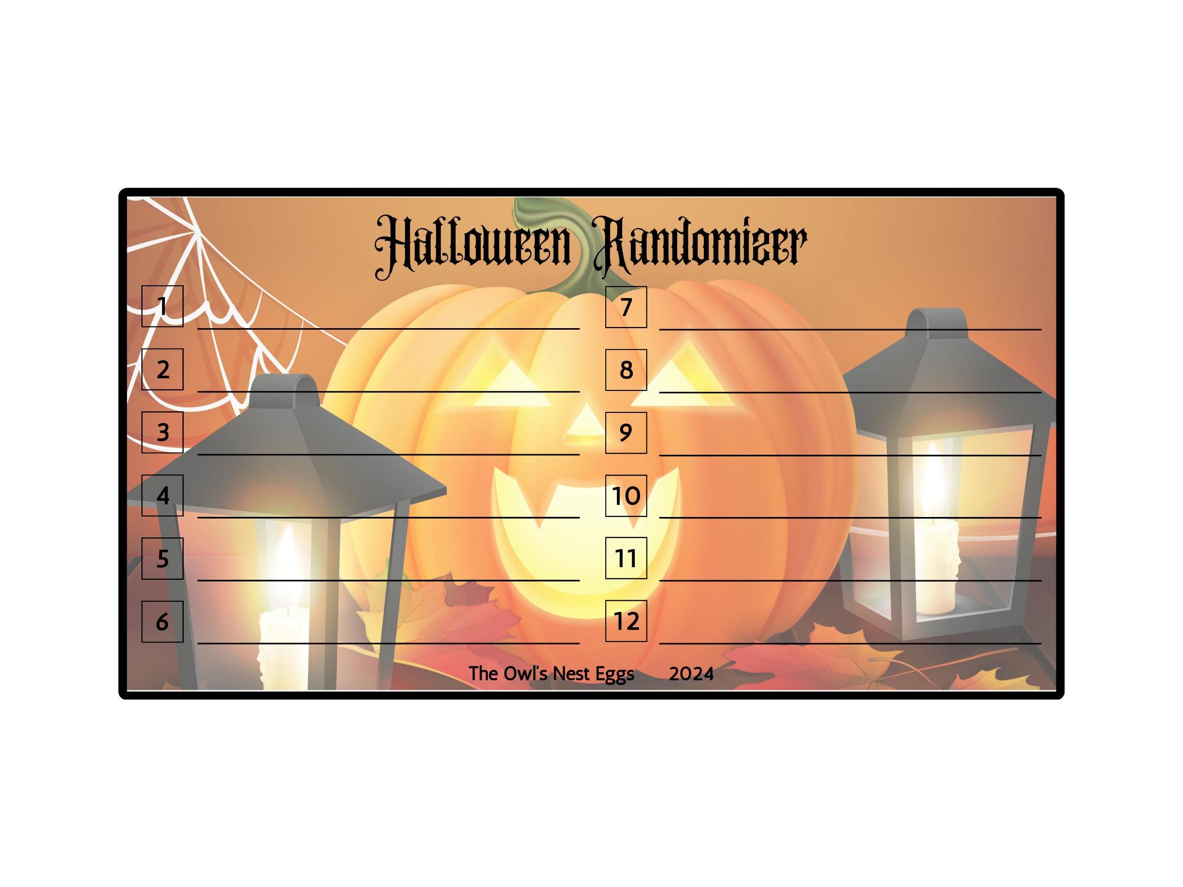 Printable Halloween Randomizer|game Randomizer|halloween|sinking Funds ...