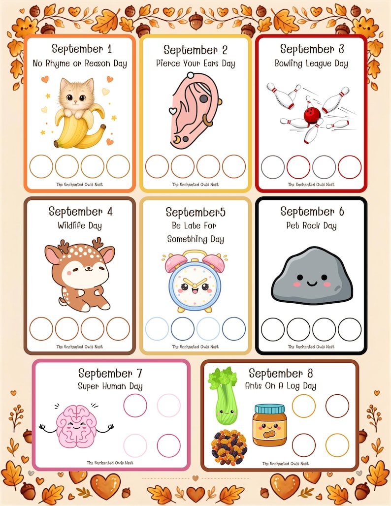 September Daily Saving Challenge|printable 30 Day Fun Holiday Tracker ...