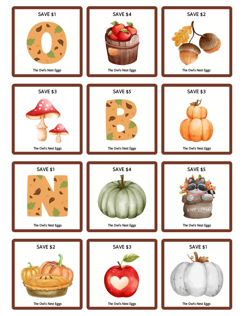 ADD ON #3 Printable Autumn Savings Challenge Box |27 PC Fall Savings ...