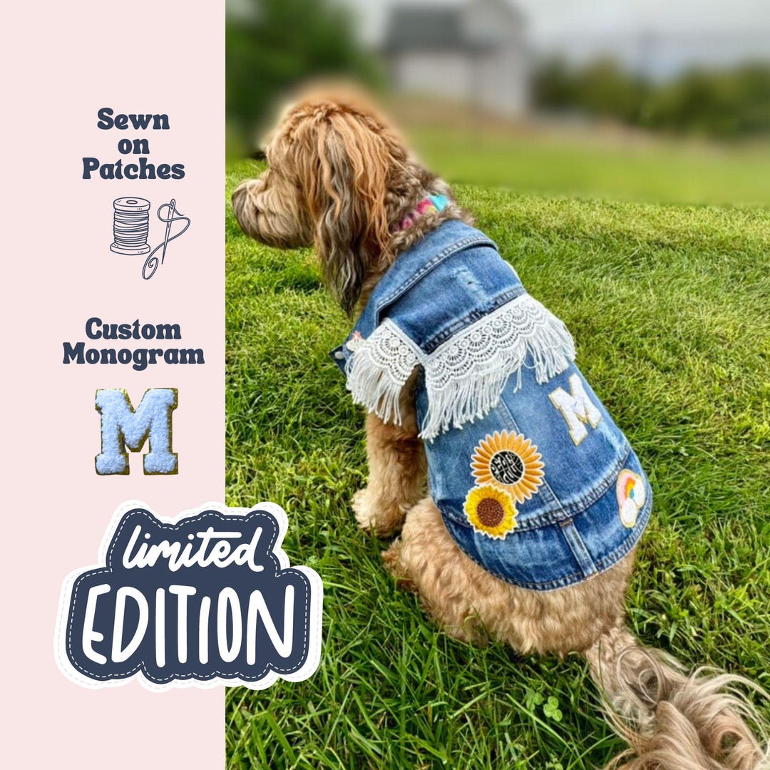 Monogram Denim Dog Vest, Custom Dog Jacket, Personalized Dog Jean ...