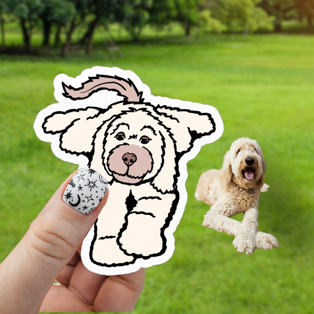 Goldendoodle Sploot Kiss Cut Sticker 3x3, Blonde Doodle Dog, Dog Mom ...