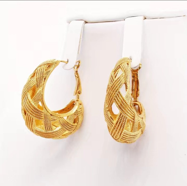 24k Real Gold Plated Big Earrings, Dubai Earrings, Flower Earrings ...