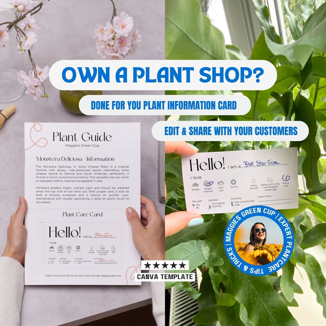 Plant Profile Care Guide Editable Canva Cards Plant Labels Indoor ...