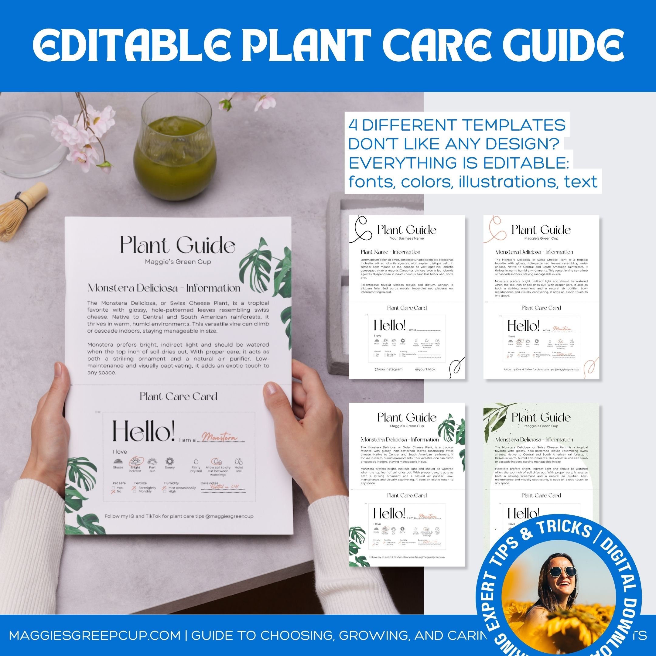 Plant Profile Care Guide Editable Canva Cards Plant Labels Indoor ...