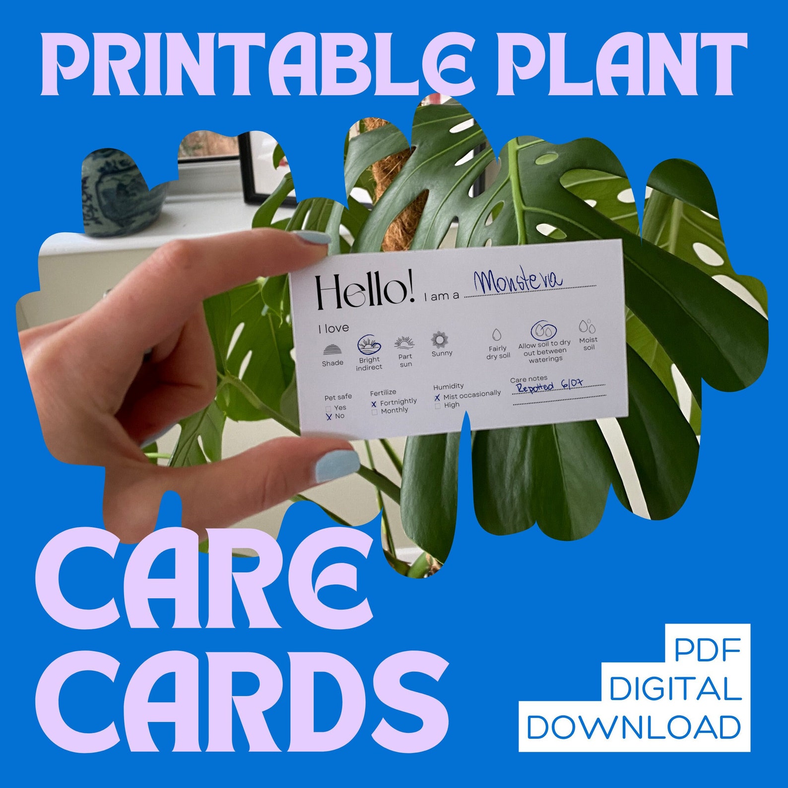 Plant Care Cards Printable Plant Labels Indoor Printable - Etsy UK