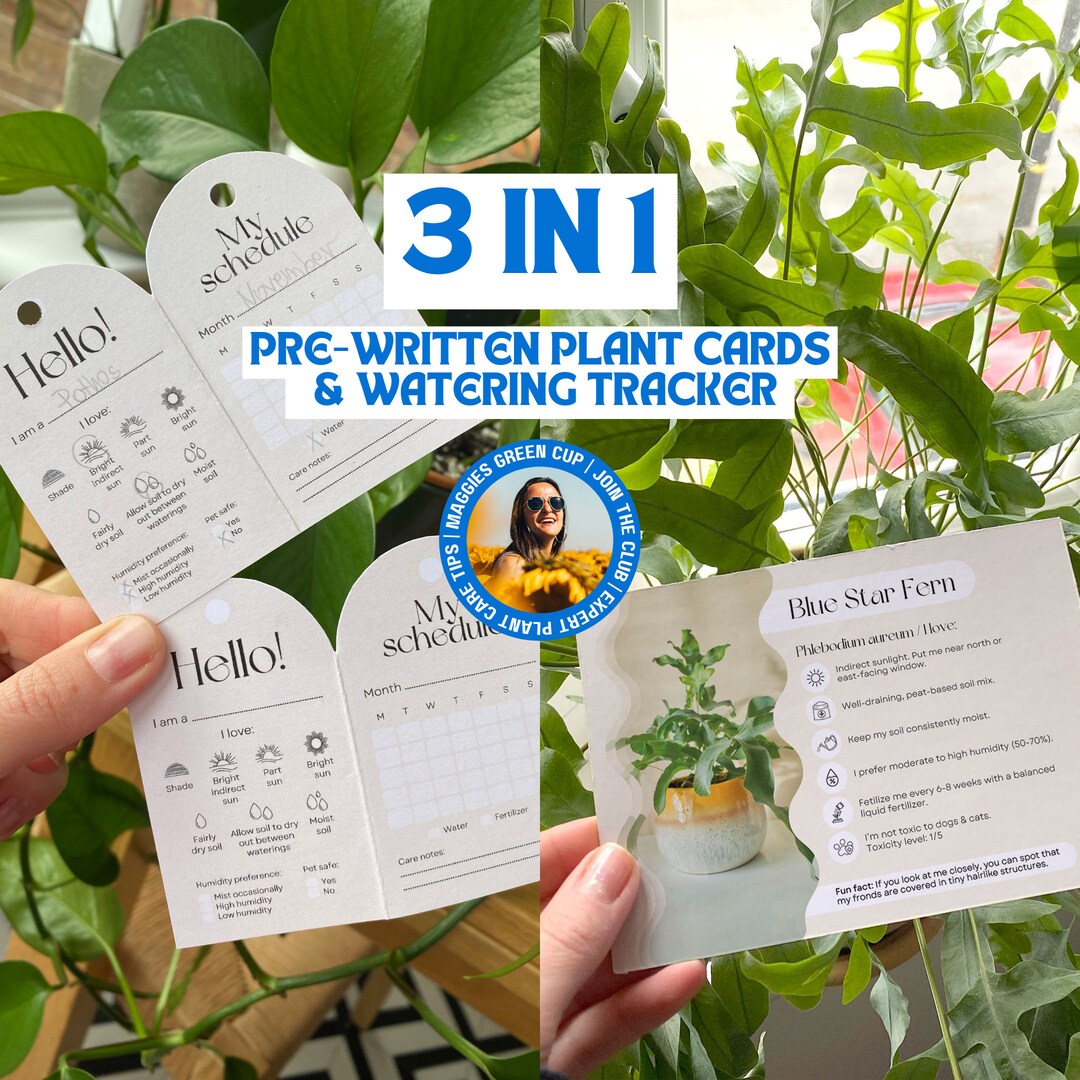 Plant Care Cards: Pre-written Plant Guide & Watering Tracker (digital ...