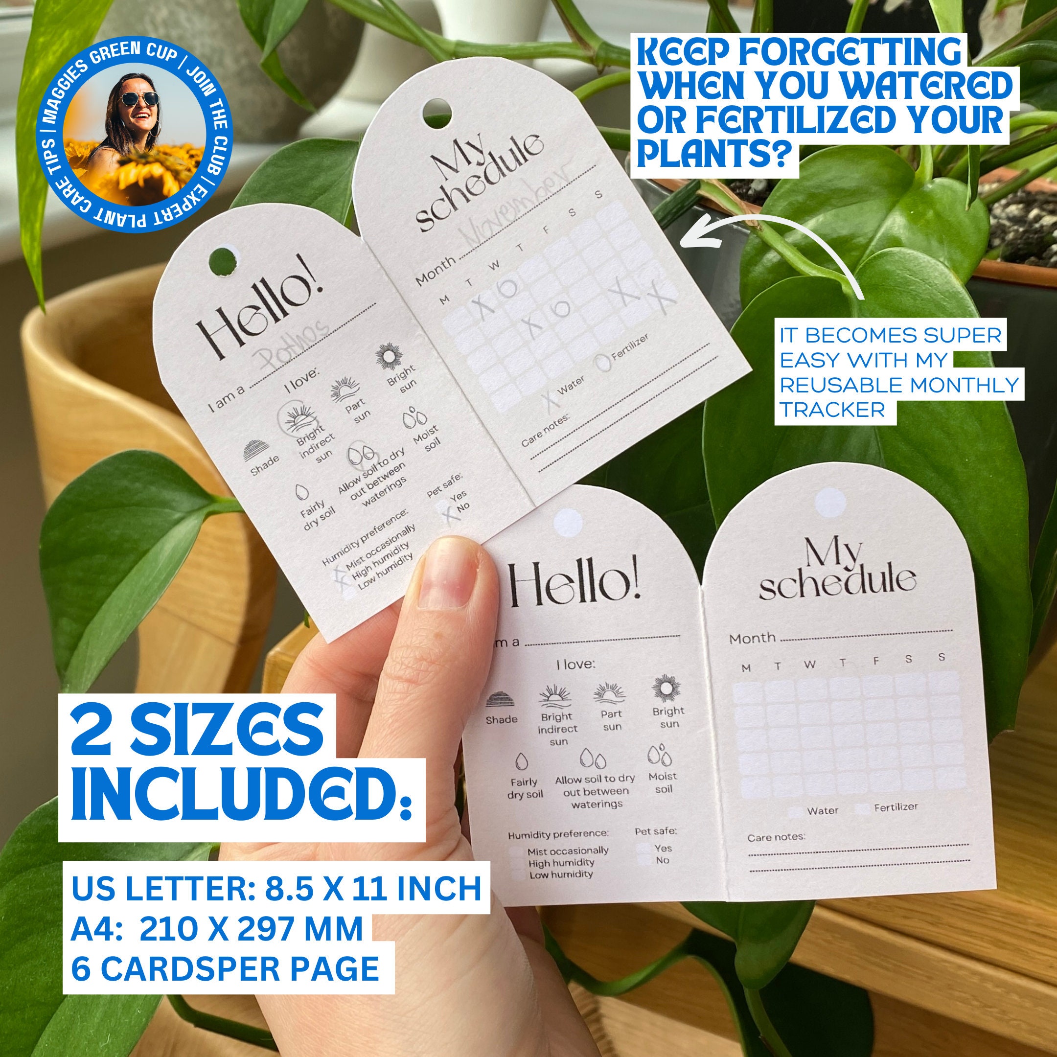 Plant Care Information Cards for Crazy Plant Lady Plant Addict Plant ...