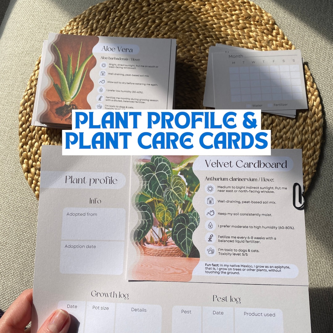 Plant Profile, Plant Care Cards With Pictures, Plant Planner, Care ...