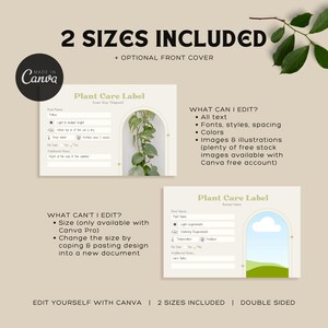 Plant Care Card Template for Indoor Plant Label Printable Care ...