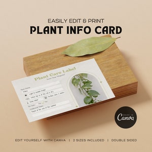 Plant Care Card Template for Indoor Plant Label Printable Care ...