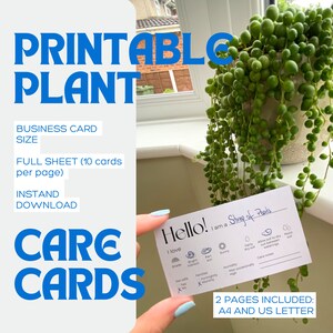 Plant Care Information Cards: Printable Plant Instructions (digital ...