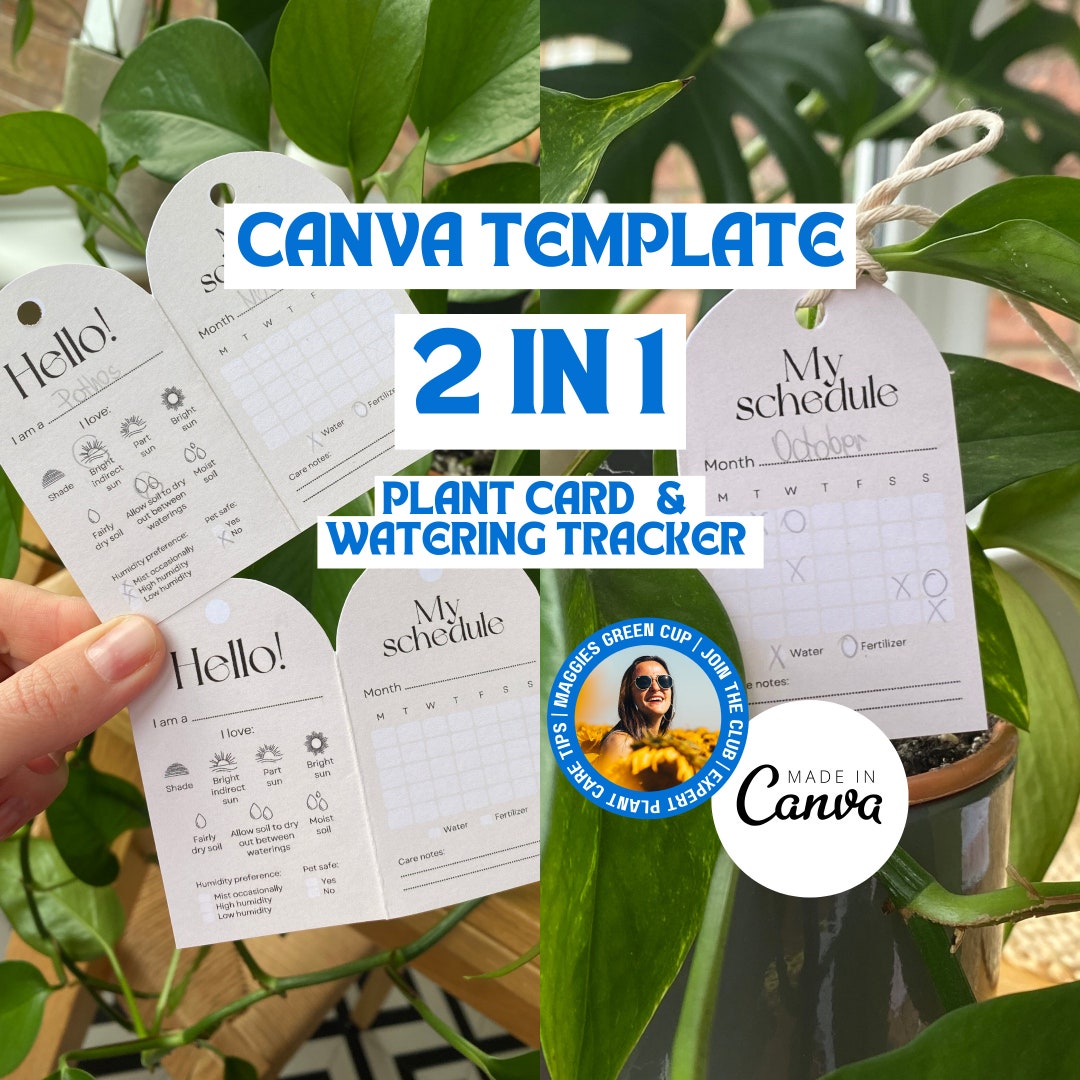 Plant Care Information Cards Canva Template, Plant Gift Tag, Plant Care ...