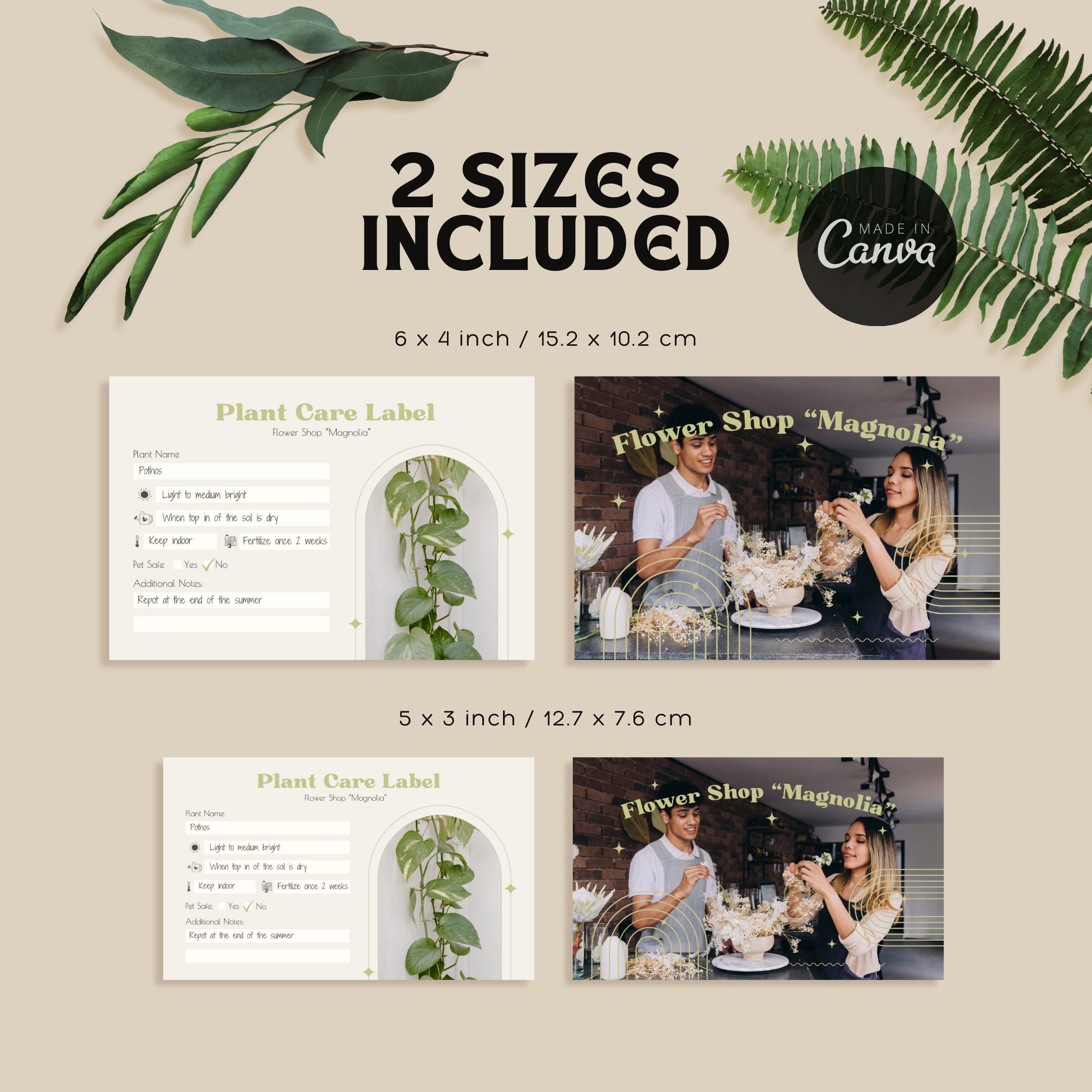 Plant Care Card Template for Indoor Plant Label Printable Care ...