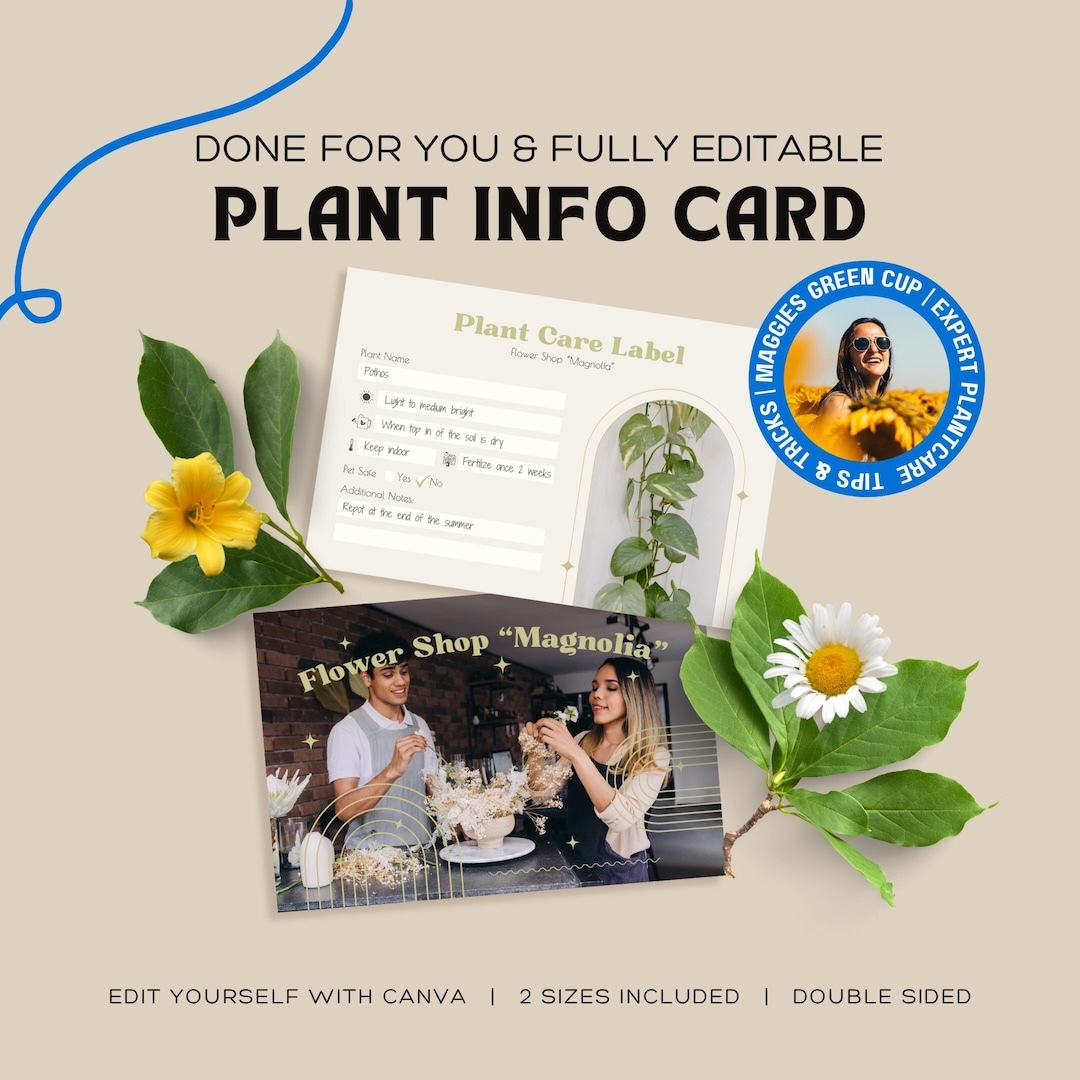 Plant Care Card Template for Indoor Plant Label Printable Care ...