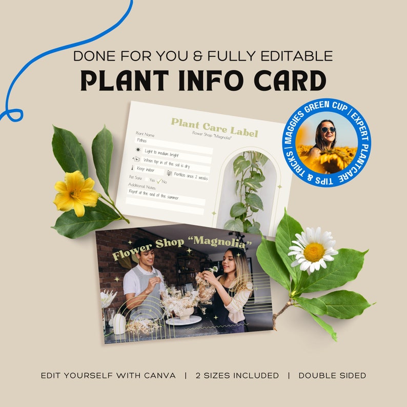 Plant Care Card Template for Indoor Plant Label Printable Care ...
