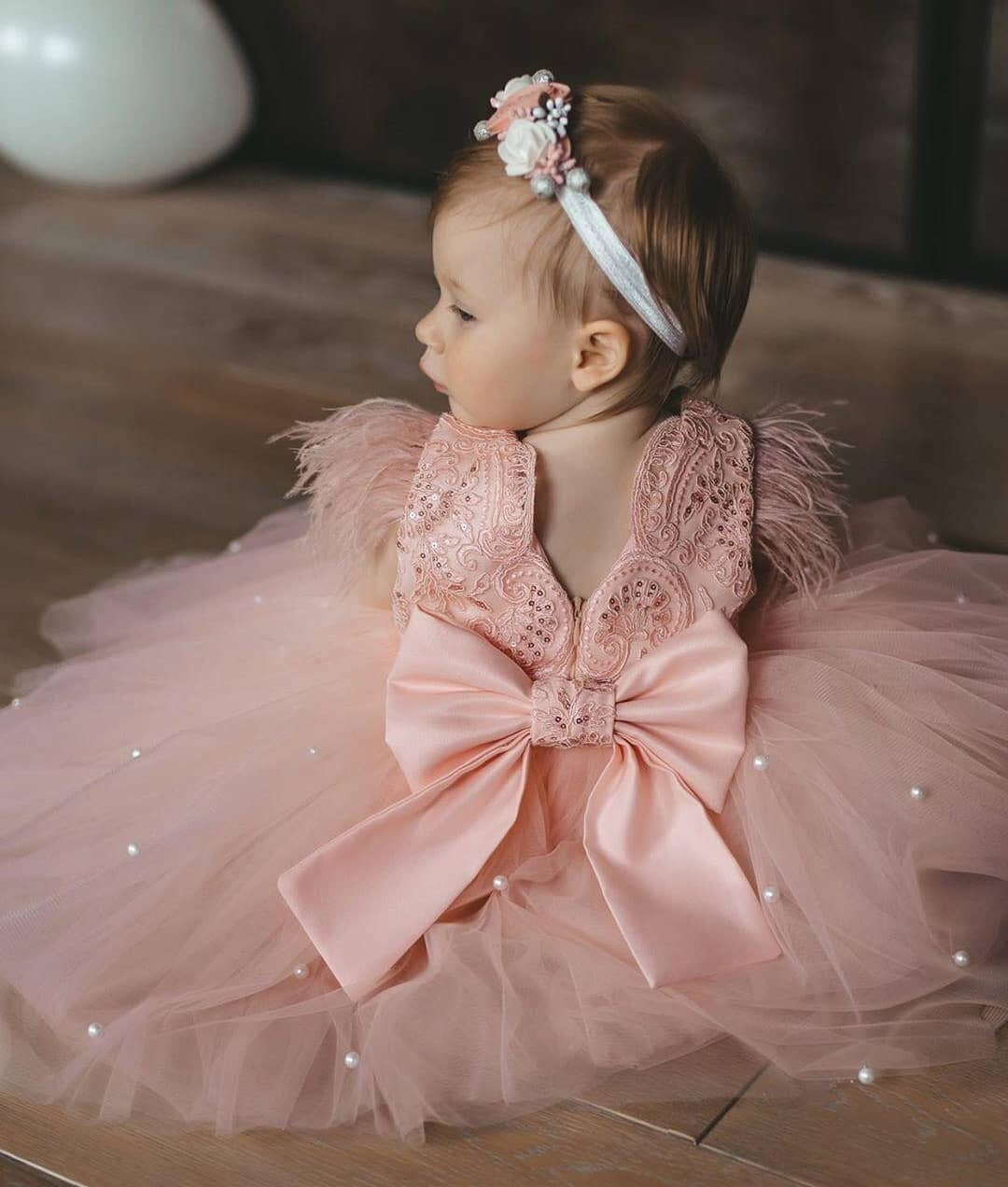 Baby Girl Dress, 1st Birthday, Girls Blush Dress, First Birthday Dress ...