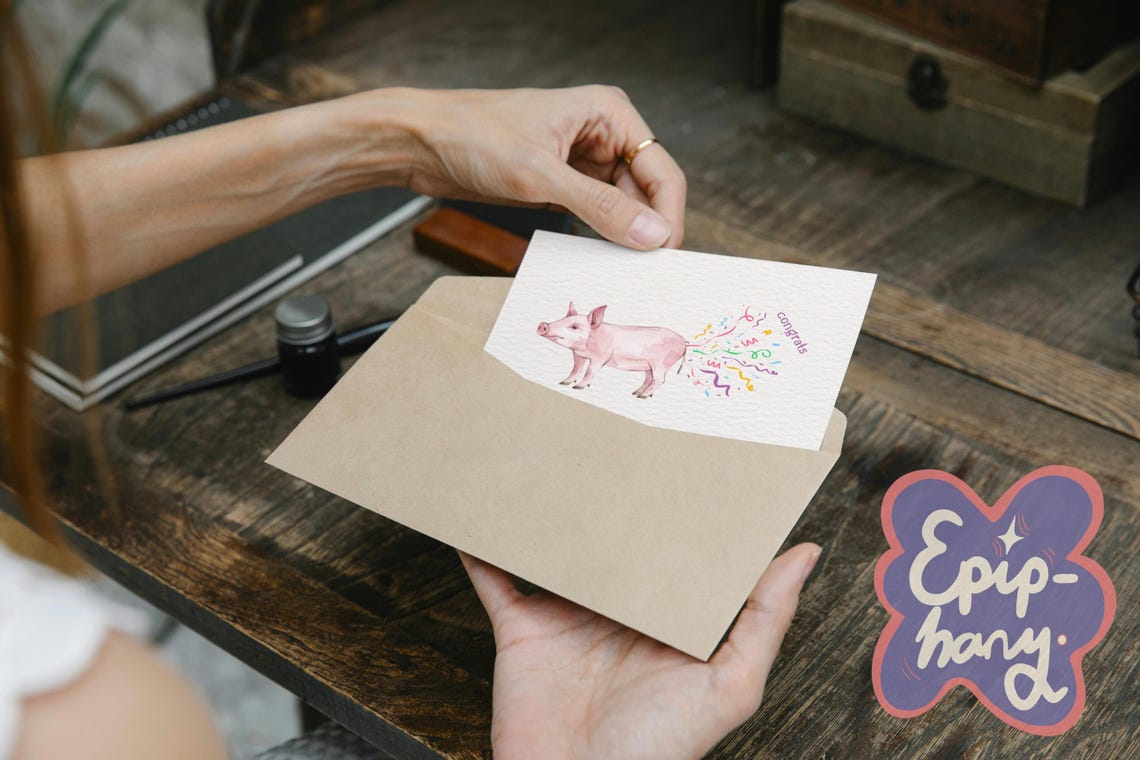 Congratulations Card | Pig Card | Printable Congratulations Card | Pig ...