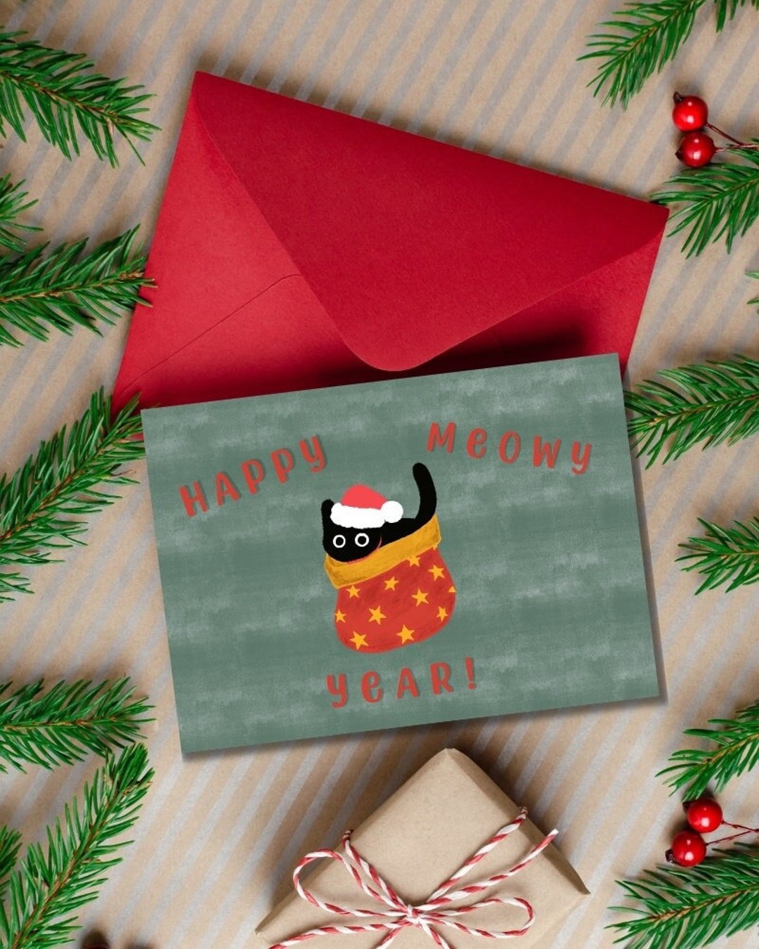 Christmas Card Printable Meowy Christmas Christmas Gifts Christmas ...