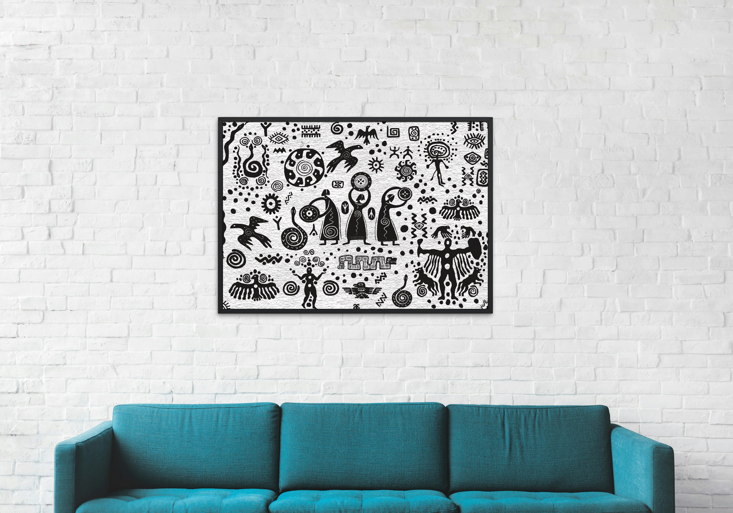 Ethnic Art Print Aztech Maya Inca Aztec Art Print Boho Print Ancient ...