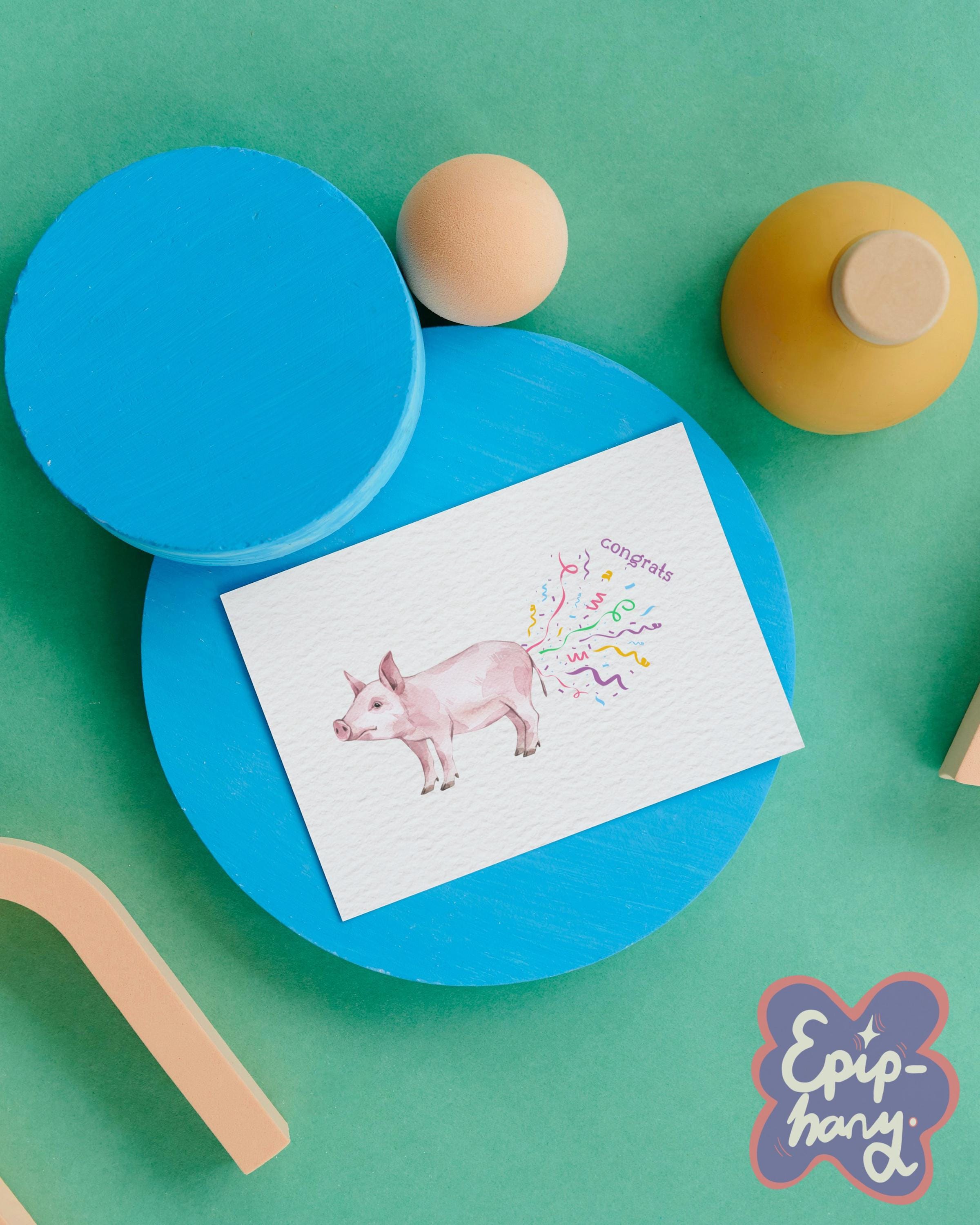 Congratulations Card | Pig Card | Printable Congratulations Card | Pig ...
