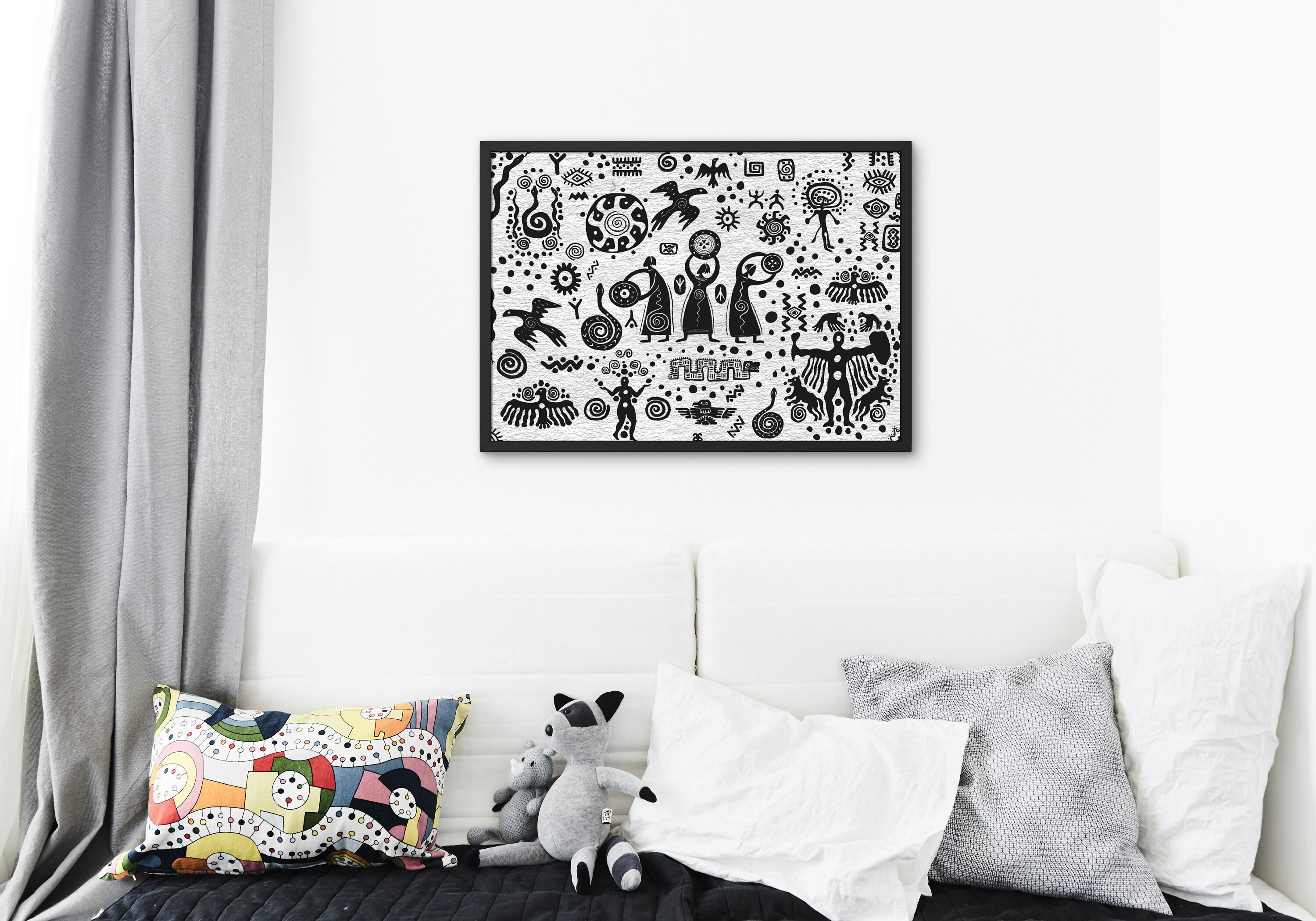 Ethnic Art Print Aztech Maya Inca Aztec Art Print Boho Print Ancient ...