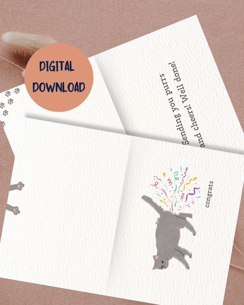 Congratulations Card Congrats Cat Printable Congratulations Card ...