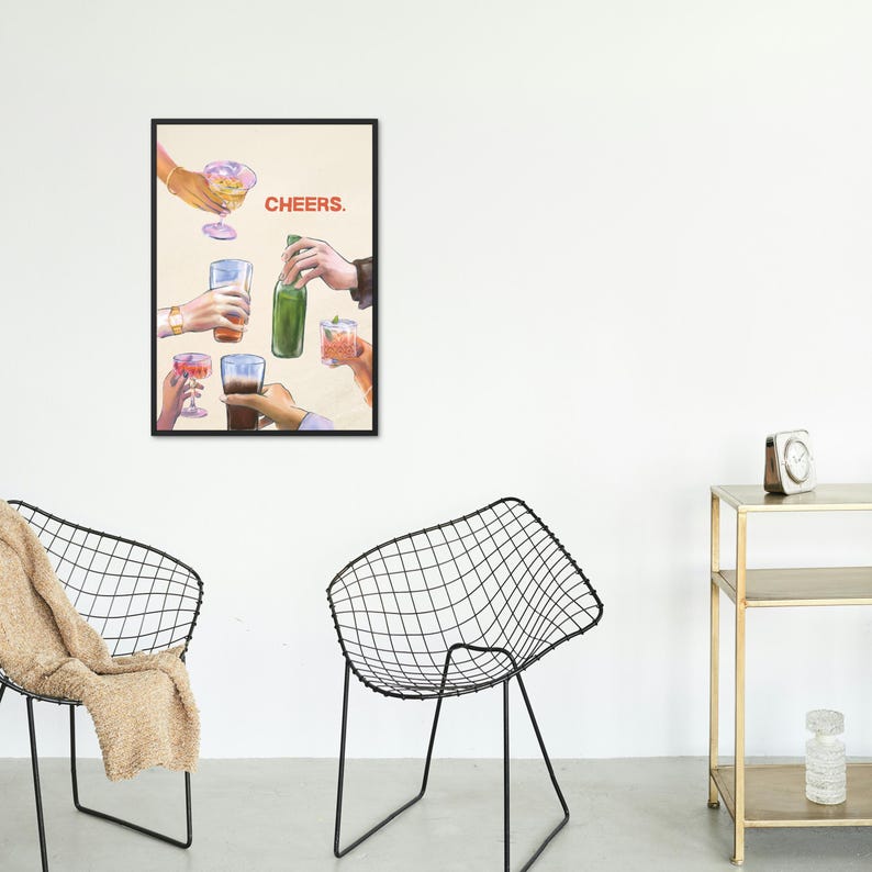 Cheers Print | Bar Cart Print | Bar Cart Decor | Wine Print | Cheers Printable Wall Art | Cheers ...
